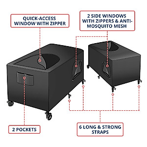 Bebey Pack n Play Blackout Cover - Blocks 97% of Light, Breathable and Stretchy Fabric with 1 Side Pocket, 3 Quick-Access Windows with Zippers - Blocks Light, Easy to Install, Portable, and Anti-climb