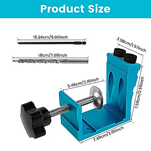 47Pcs Pocket Hole Jig Kit, Aluminum Alloy Pocket Screw Jig Drill Guide, Sturdy 15° Angled Hardware Holes Drilling Positioner, Woodworking Punch Locator Tool with 20 Screws 1 Hex Key for Carpentry