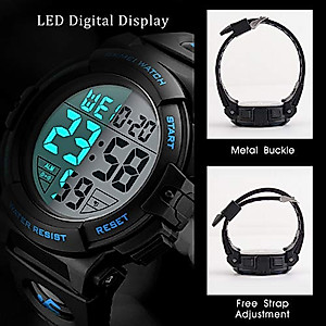L LAVAREDO Mens Digital Watch Sports Military Watches Waterproof Outdoor Chronograph Wrist Watches for Men with LED Back Ligh/Alarm/Date