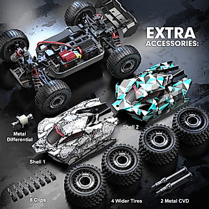 HYPER GO H16PL 1/16 RTR Brushless RC Buggy, Fast RC Cars for Adults, Max 38 mph Racing High Speed RC Car (2 x 2S Batteries and 1 x 3S Lipo Battery included, 3S charging cable included)