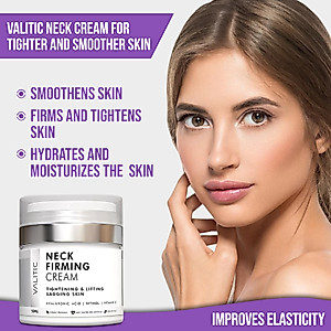 VALITIC Neck Cream for Tightening and Firming - Hyaluronic Acid, Retinol, and Vitamin C - Anti Aging Tightening & Lifting Sagging Skin Day and Night Cream