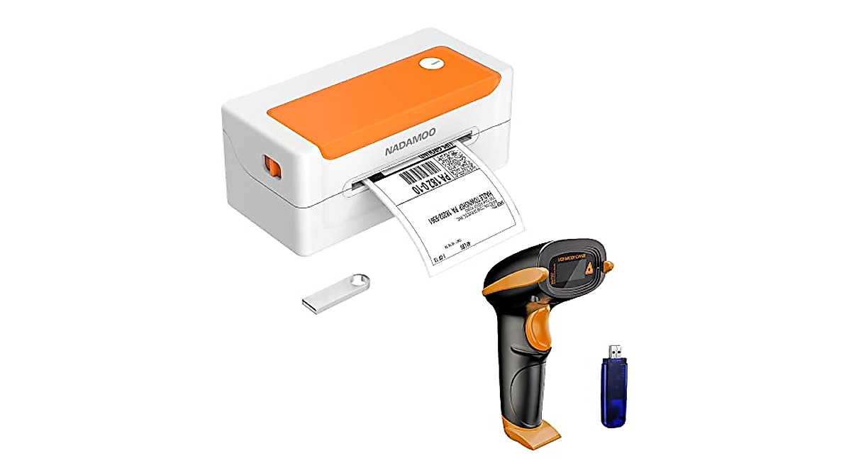 NADAMOO Thermal Label Printer & Wireless Barcode Scanner Bundle