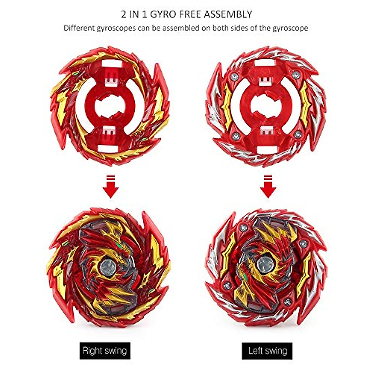 Bey Burst Battle Evolution 4 in 1 Metal Fusion Attack Set with 4D Launcher Grip Tops Set