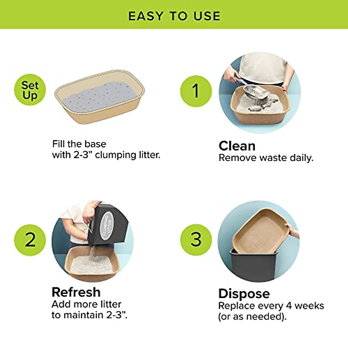 Kitty Sift (6-Pack) Disposable Cat Litter Box, Sustainable, Clean - Jumbo, 6-Pack