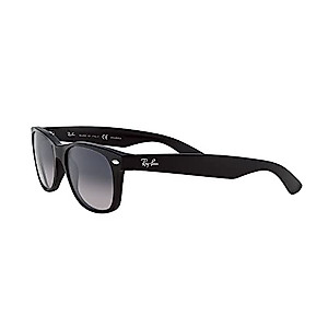 Ray-Ban unisex adult RB2132 New Wayfarer Polarized Sunglasses, Matte Black/Polarized Blue Gradient Grey, 55 mm US
