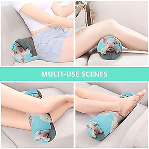 Cute Baby Pig Neck Roll Pillow for Neck Relief with Removable Washable Cover - Memory Foam Round Cylinder Bolster, Ergonomically Designed for Head, Neck, Back, and Legs