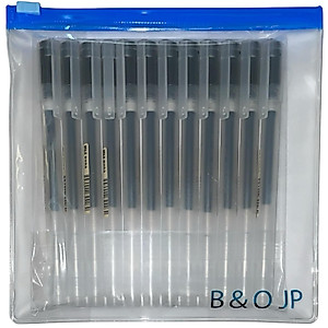 Moma Muji MUJI 0.38mm Black color Gel Ink Cap Type Ballpoint Pen 12 Pieces Set with Original Pen Case,12 Count (Pack of 1)(M00312)