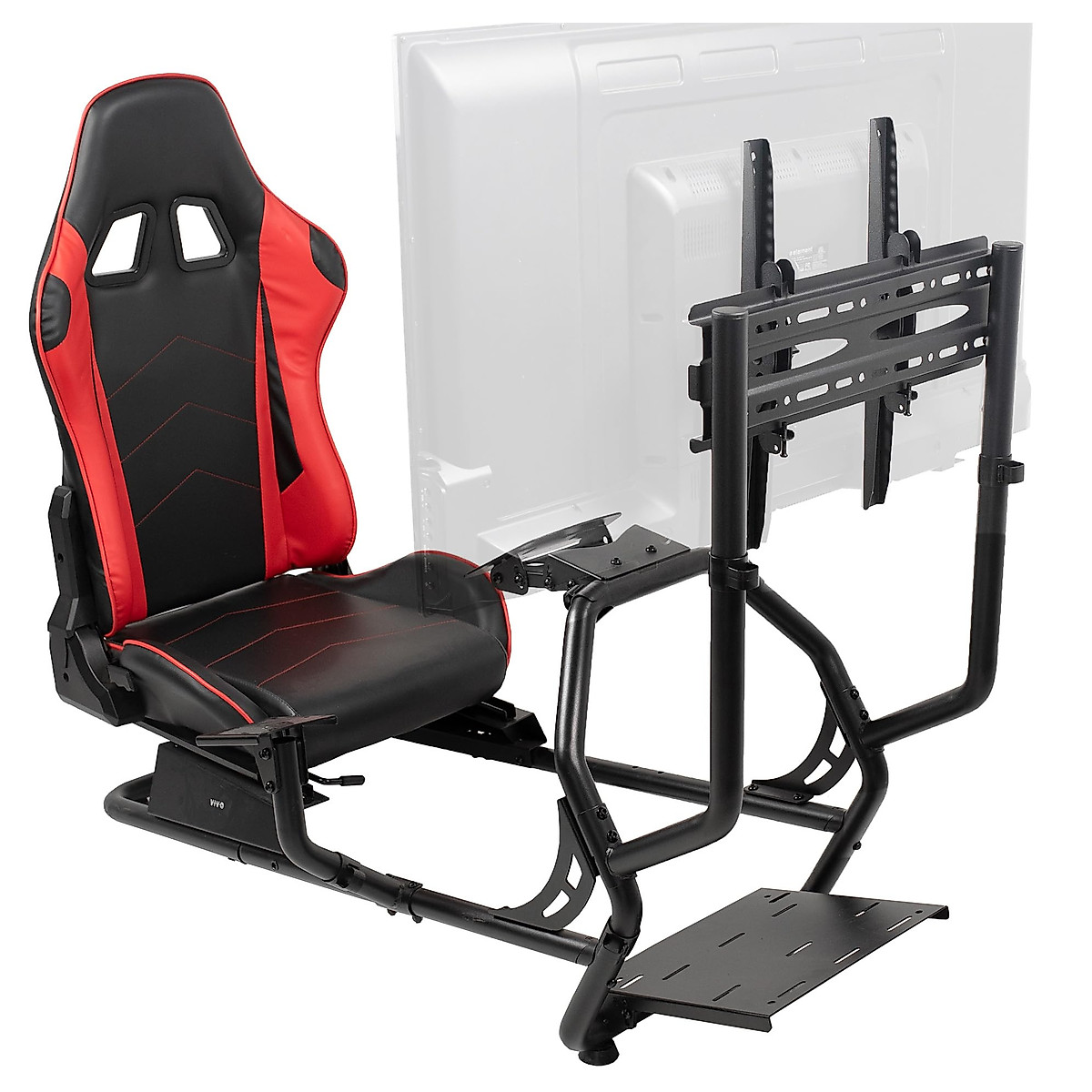 VIVO Racing Simulator Cockpit with TV Mount, Wheel Stand, Gear Mount, Chair and Frame Only, Fits Logitech, Thrustmaster, Fanatec, Compatible with Xbox One, PlayStation, VESA 400x400, STAND-KIT-RACE1B