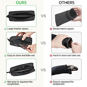 Mkono Double Glasses Case Soft Eyeglass Case Sunglasses Travel Case Organizer Portable Reading Glass Pouch Bag with Clip Zipper and Cleaning Cloth for Women Men