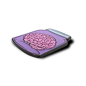 BRAIN IN A JAR PIN - Novelty Funny Brain in a Mason Jar, Cute Enamel Lapel PIN, LAVENDER - 3 cm x 2.7 cm