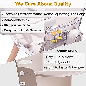 Baby High Chair with Double Removable Tray for Baby/Infants/Toddlers, 4-in-1 Wooden High Chair/Booster/Chair | Grows with Your Child | Adjustable Legs | Modern Design | Easy to Assemble