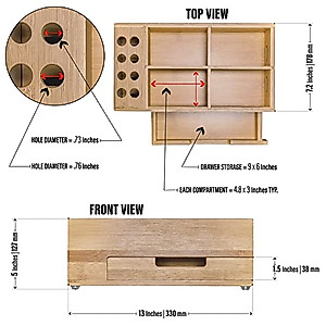 Prosumer's Choice Bamboo Bathroom Organizer, Makeup Vanity Countertop Organizer, Cosmetic Display Case with Toothbrush Holder and Storage Tray with Large Drawer