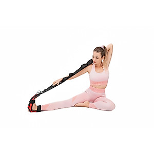 Fascia Stretcher & Foot Stretcher for Plantar Fasciitis with Massage Ball, Achilles Tendinitis, Foot Drop, Yoga Foot & Leg Stretching Strap (Red)