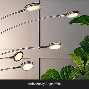 Brightech Orion Arc Floor Lamp for Living Room, Tree Floor Lamp with 5 Adjustable Arms, Multi-Head Standing Lamp with Flexible Rotating LED Lights for Bedroom, Dorm - Bright Hanging Lighting - Silver