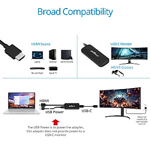 gofanco HDMI 2.0 to USB C Converter (HDMI to USB-C Monitor) – Compatible with Xreal, Rokid Air/Max, VITURE One, RayNeo, Portable Monitor, laptops, Switch, ROG Ally, Steam Deck, PS4/5, Xbox(HDMIUSBC)