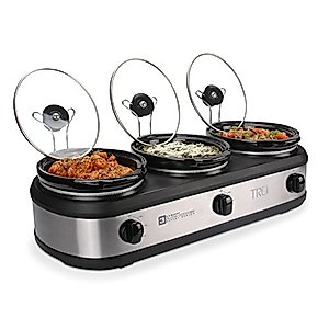TRU Triple Buffet Server, 3 2-1/2-Quart Removable Inserts, Silver