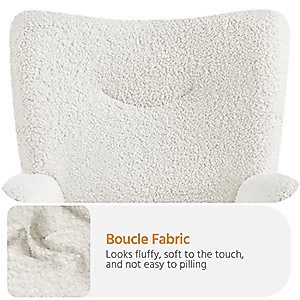 Yaheetech Barrel Chair, Teddy Fabric Casual Chair with High Back and Soft Padded, Modern Fuzzy Vanity Chair, Cozy Armchair for Living Room Bedroom Makeup Room, White