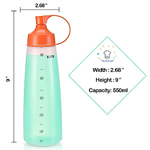 oiununo Squeeze Bottles Wide Mouth - Pack of 3 Condiment Bottle Squeeze BPA free for Chunky Sauces, Resin, Crafts, Condiment Squeeze Bottles 550 mL/19 oz. (Orange*3)