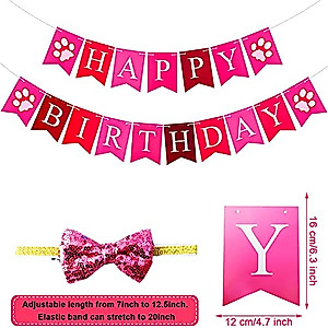 Dog Birthday Party Supplies,Dog Birthday Bandana Hat Set,Puppy 1st Birthday Outfit with a Number,Happy Birthday Banner,Triangle Scarf,Paw Print Balloon,Cute Bowtie for Pet Boy/Girl Party Accessories