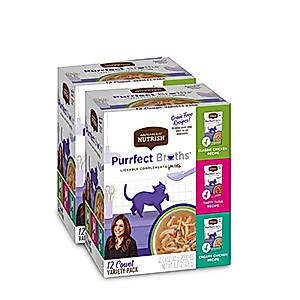 Rachael Ray Nutrish Purrfect Broths Natural Wet Cat Food, Variety Pack, 1.4 Ounce Pouch (Pack of 24), Grain Free