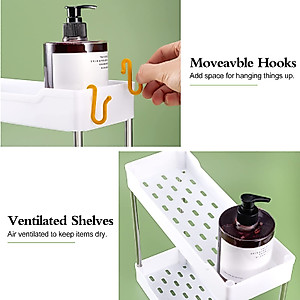 Under Sink Organizers and Storage, COCOJAM Under Kitchen Sink Organizers and Storage, 2 Tier Bathroom Cabinet Organizer with Hooks, Bathroom Storage Organizer Multi-purpose, White