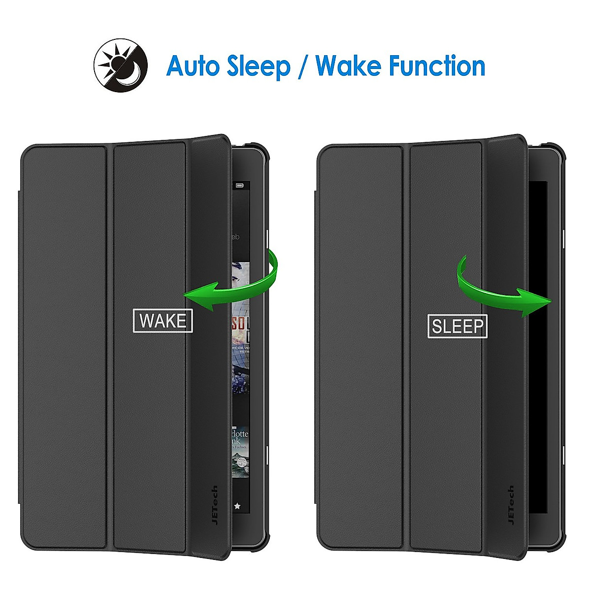 JETech Case for Amazon Fire HD 10 Tablet 10.1" (7th / 9th Generation, 2017 Release / 2019 Release, NOT for 11th / 5th Generation, 2021 Release / 2015 Release) Smart Cover with Auto Sleep/Wake (Black)