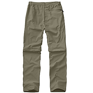 Mens Hiking Stretch Pants Convertible Quick Dry Lightweight Zip Off Outdoor Travel Safari Pants (818 Khaki 38)