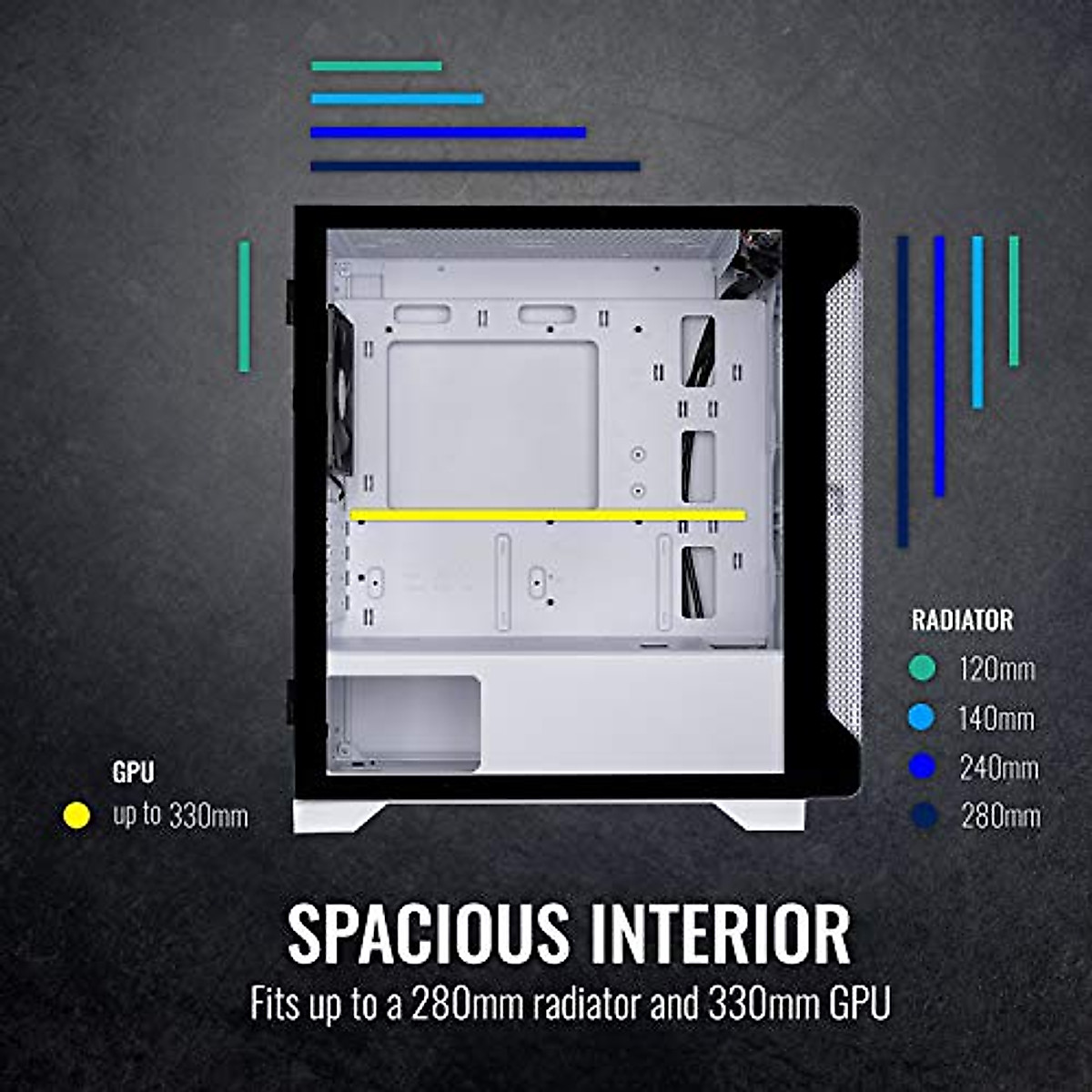 Thermaltake S100 Tempered Glass Snow Edition Micro-ATX mini-Tower Computer Case with 120mm Rear Fan Pre-Installed CA-1Q9-00S6WN-00, White