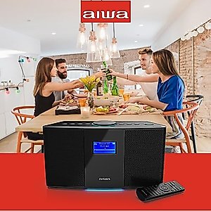 AIWA Exos 5 Wireless Speaker - Unleash Powerful Sound and Versatile Connectivity - Experience Bluetooth Freedom, FM Radio, Clock, 20W RMS, LCD Display, and Alarm Clock Functionality
