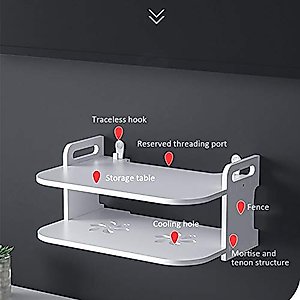 Denpetec Floating Shelf for TV Components,TV Box Shelf Thick DVD Player, Wall Hanging Shelf Punching-Free Storage Rack Floating Shelf for Set-Top Box Router Game Consoles for Home