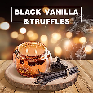 Autumn Scented Candles, Black Vanilla & Truffle, Pumpkin-Shaped Scented Candles for Halloween, Soy Candles for Home Scented, Large Jar 2 Wick Candle, 90 Hours Long Burning, Fall Candle Gift