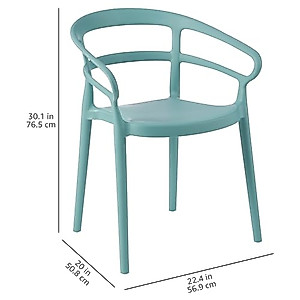 Amazon Basics Light Blue, Curved Back Dining Chair-Set of 2, Premium Plastic