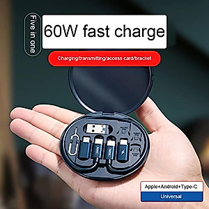 MAOPING USB Adapter Cable Conversion Storage Box, Multi-Type Charging Line Convertor Lightning Type C Micro Data Transfer Tool (White)