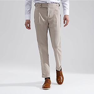 Jousen Men's Brown Dress Shoes Formal Lace Up Casual Dress Shoes for Men Oxfords Shoes (AMY733 Yellow Brown 10)