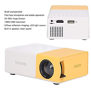 Mini Video Projector, Portable 1920x1080 Outdoor Video Projector Built in Speakers, Large Screen Smart Home Projector with Remote Control, for Outdoor Movie, Home Theate(US )