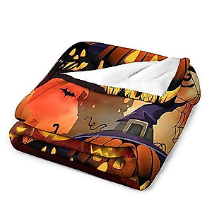 Cartoon Halloween Night Blankets for Couch and Bed Horror Forest Castle Throws Blankets Soft Cozy Lightweight Decorative Warm Blanket for Womens Mens Gift 40"x50"