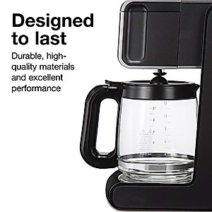 Proctor Silex FrontFill Drip Coffee Maker, Digital & Programmable, 12 Cup Glass Carafe, Black and Silver (43687)