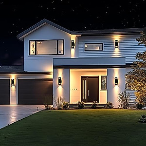 iYogaled Up Down Lights Outdoor Wall Light, Brown Exterior Dawn to Dusk Outdoor Light Fixture, Porch Lights Wall Mount 2 Pack, IP65 Aluminum Modern Outside Lights for House Front Door, Porch