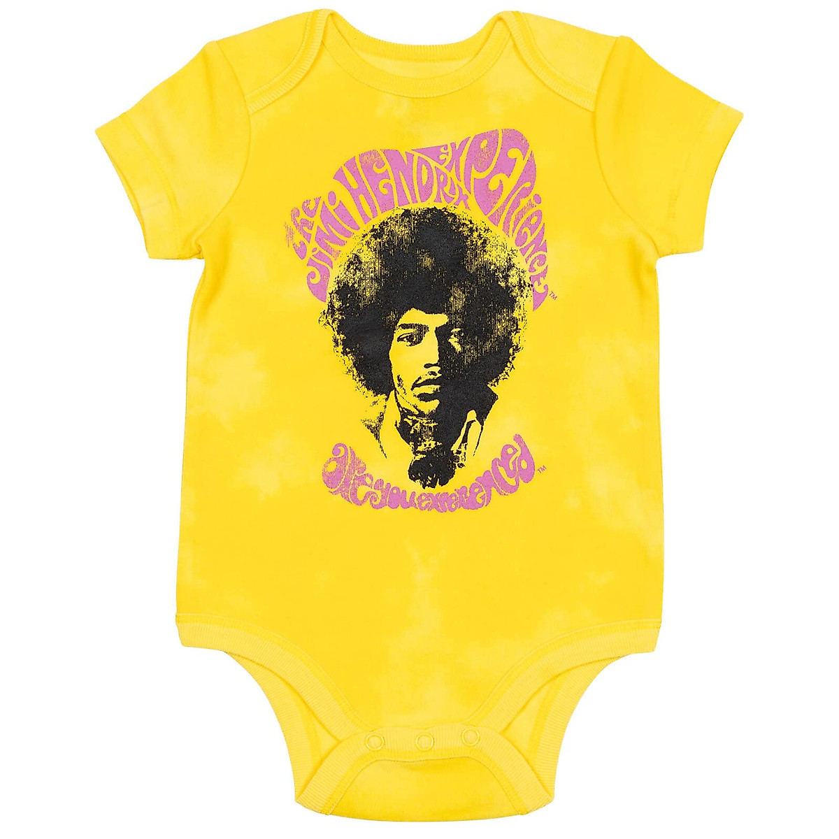 Jimi Hendrix Newborn Baby Boys 3 Pack Bodysuits Black/Yellow 3-6 Months