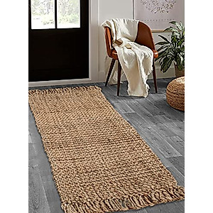 THE BEER VALLEY Hand Woven Jute Rug, 2'x3' - Natural, Reversible Farmhouse Accent Rugs for Living Room, Kitchen, Bedroom - 24x36 Inches