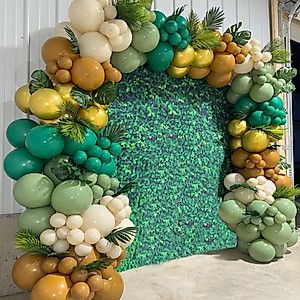 179 PCS Safari Jungle Balloon Garland Arch Kit Sage Green and Brown Balloons with Animal Print Balloons for Wild One Woodland Birthday Party Supplies Safari Baby Shower Decorations (Safari Jungle)