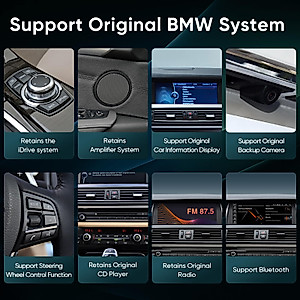 for BMW 5 Series F10 F11 2011-2012 CIC Upgrade Stereo Car Radio Qualcomm 665 (4GB + 64GB) Built-in 4G LTE GPS Navigation Wireless Apple CarPlay Android Auto10.25 inch Touch Screen 1920 x 720