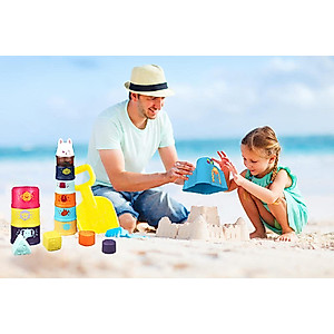 KIMI HOUSE 15 Pieces Stack Up Cup Toys, Early Development Toys, Stacking, Nesting, Sorting Cups and Rattle Shaker for Infants, Toddlers, Boys, Girls, Kids