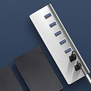 7-in-1 USB C Hub, USB 3.0 Splitter Aluminum Alloy Hub Docking Station Supports Hot Swapping and Low Power Consumption for Hard Disk USB Disk Card Reader Notebook Computer