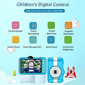 Multifunction Kids Digital Camera for Kids Birthday New Year Gifts Camera 3.5inch Screen Rechargeable Front and Back Double Lens 2mp for Boys Girls 2023 (Blue)