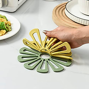 4PCS Silicone Trivet Mat, Heat Resistant Pot Holders, Multipurpose Non-Slip Kitchen Hot Pads for Countertops & Tables, Kitchen Trivets for Hot Dishes & Cookware, Hot Pot Holder for Pots & Pans