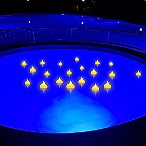 Lushvitae Floating Pool Lights,20PCS Waterproof Floating Candle Lights for Swimming Pool, Outdoor LED Glow Lights for Beach Garden Patio Lawn Hot tub Christmas Décor (Warm White)
