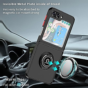 EAXER for Samsung Galaxy Z Flip 5 5G Case, Magnetic Ring Hard Stand Folding Shockproof Case Cover (Mint Green)