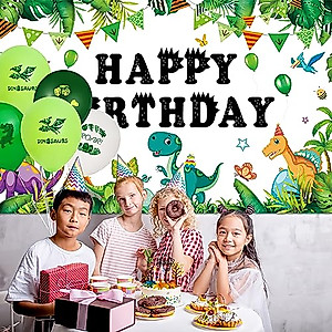 Ayearparty Dinosaur Backdrop for Boys Birthday Dino Themed Party Decorations Scales Photography Photo Studio Booth Banner Kids Baby Happy Birthday Background 71 x 43 Inch