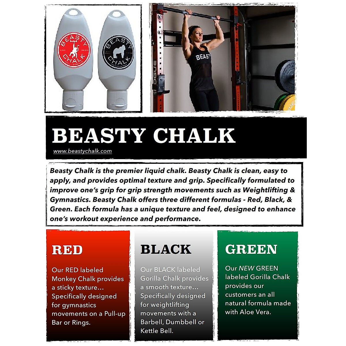 Beasty Chalk - Liquid Chalk for Weightlifting, CrossFit, Gymnastics, Rock Climbing, SPORTS. Two 50 ml Squeeze Bottles. All Natural or IPA Based. (50 ml pair, GORILLA - WEIGHTLIFTING)
